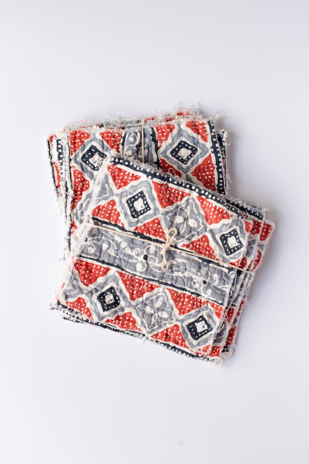 Quilt Blocks, Spanish Tile Pattern | 8-10" Cotton Linen Squares for ...