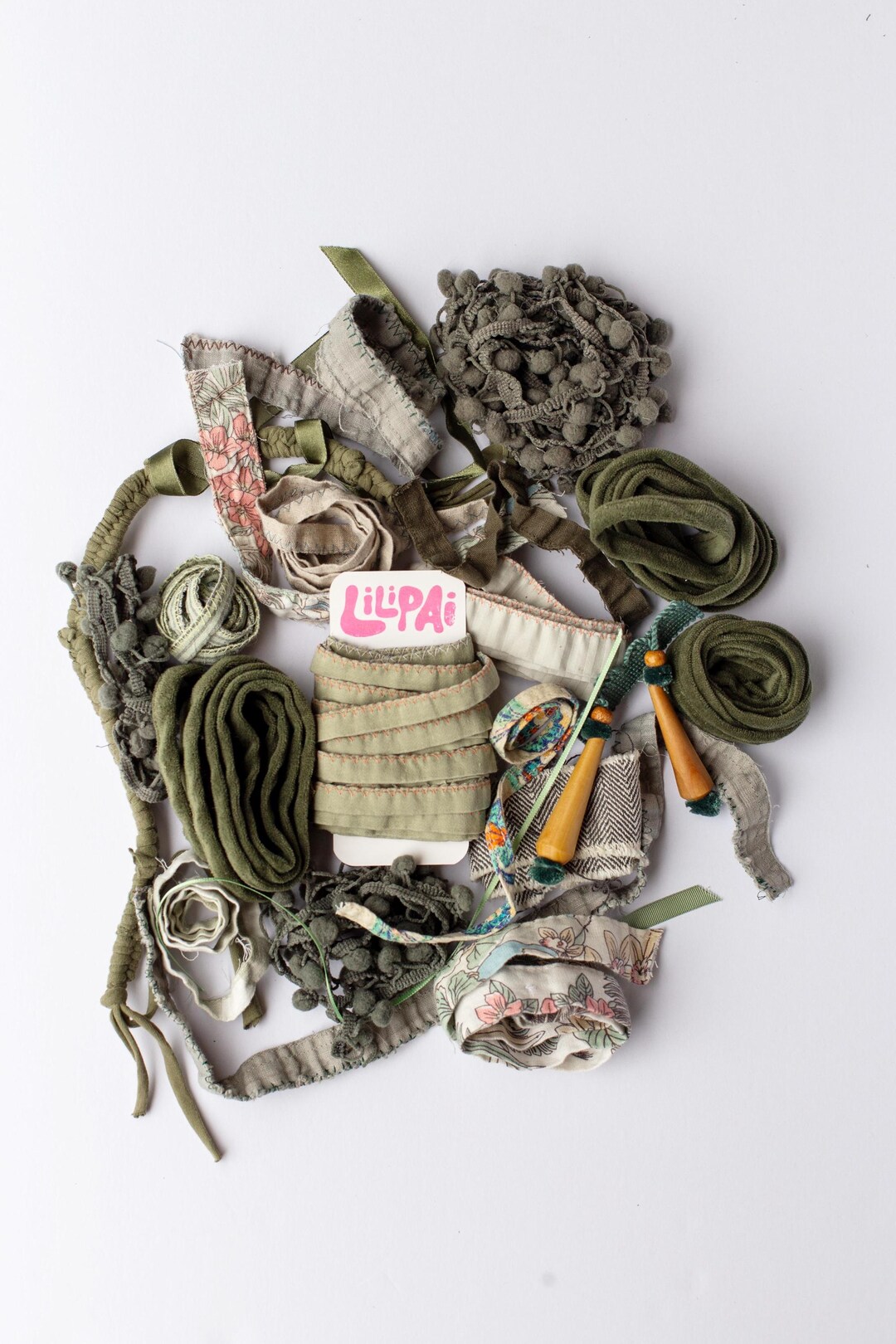Sage Green Trim Bundle | Upcycled Woven Ribbons for Crafts, Sewing and ...
