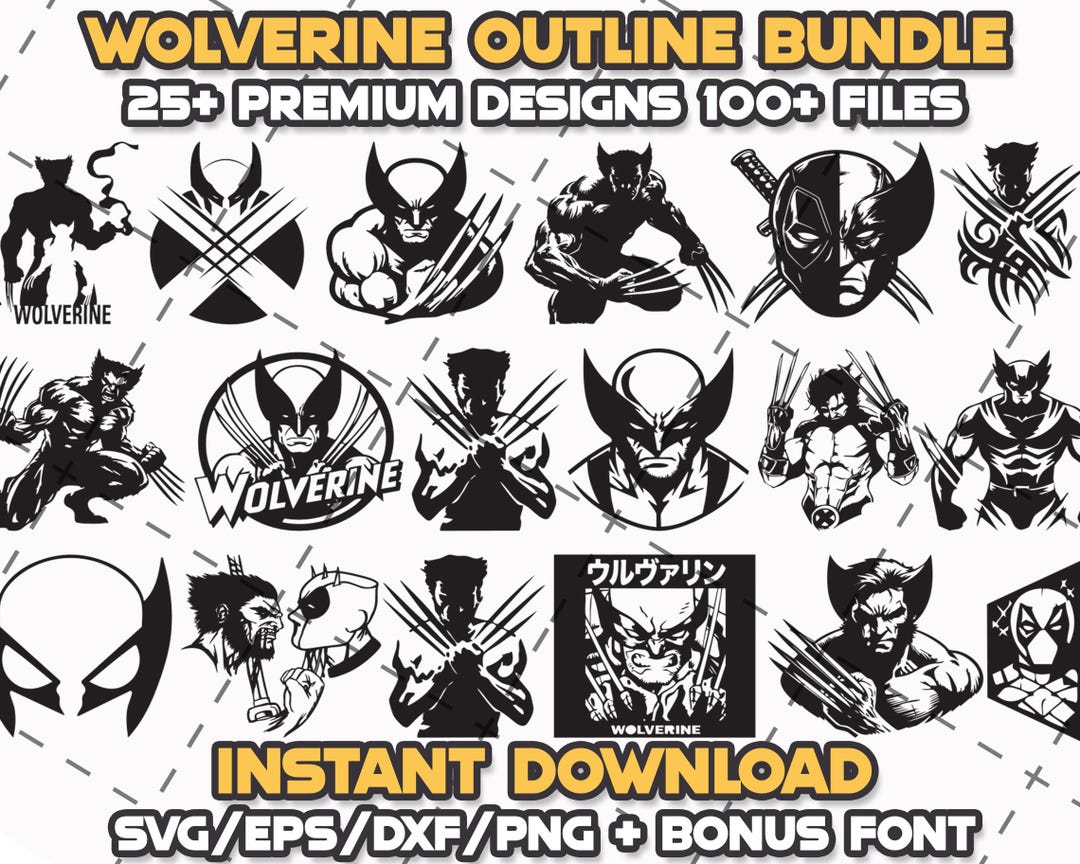 Wolverine SVG Bundle: Cricut & Laser Cut Designs + Font (digital ...