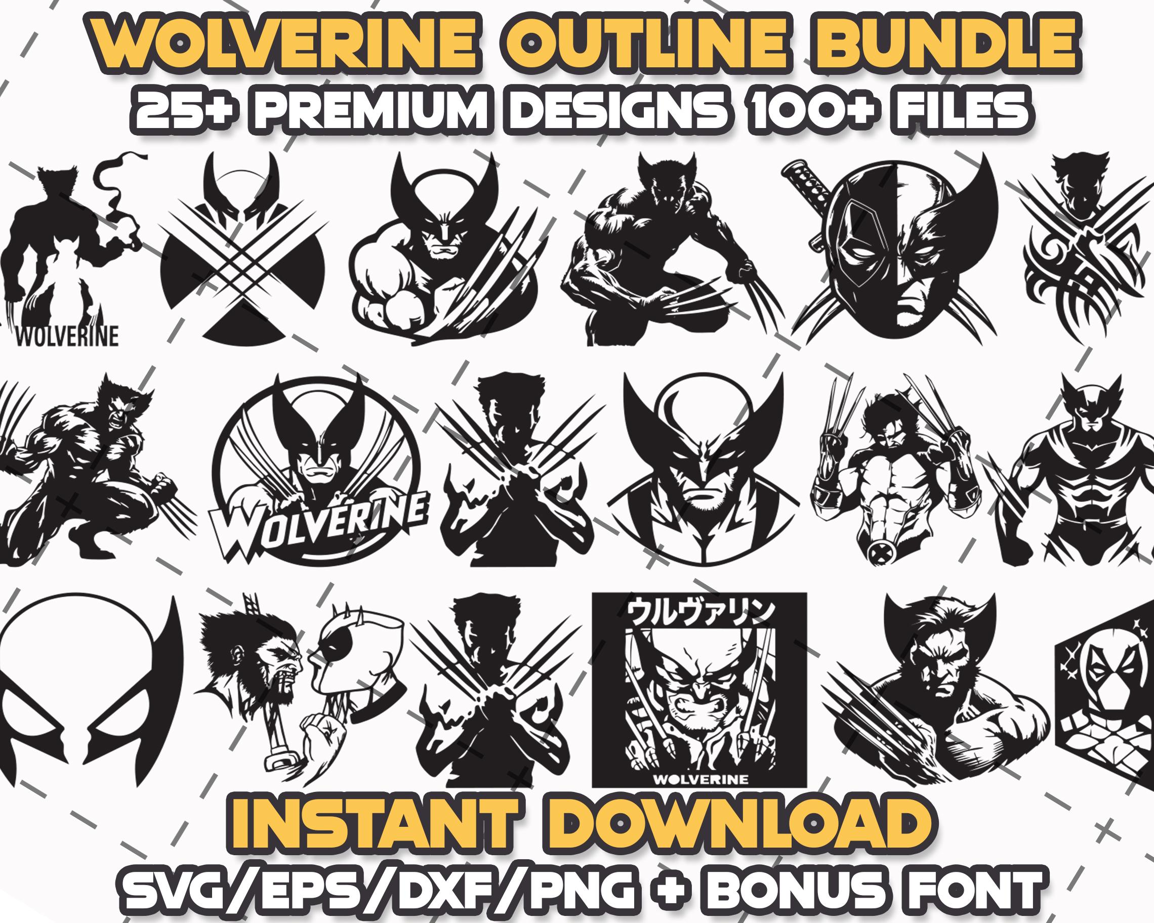 WOLVERINE SVG BUNDLE + Font | Svg, Png, Eps, Dxf Files | Cricut, Laser ...