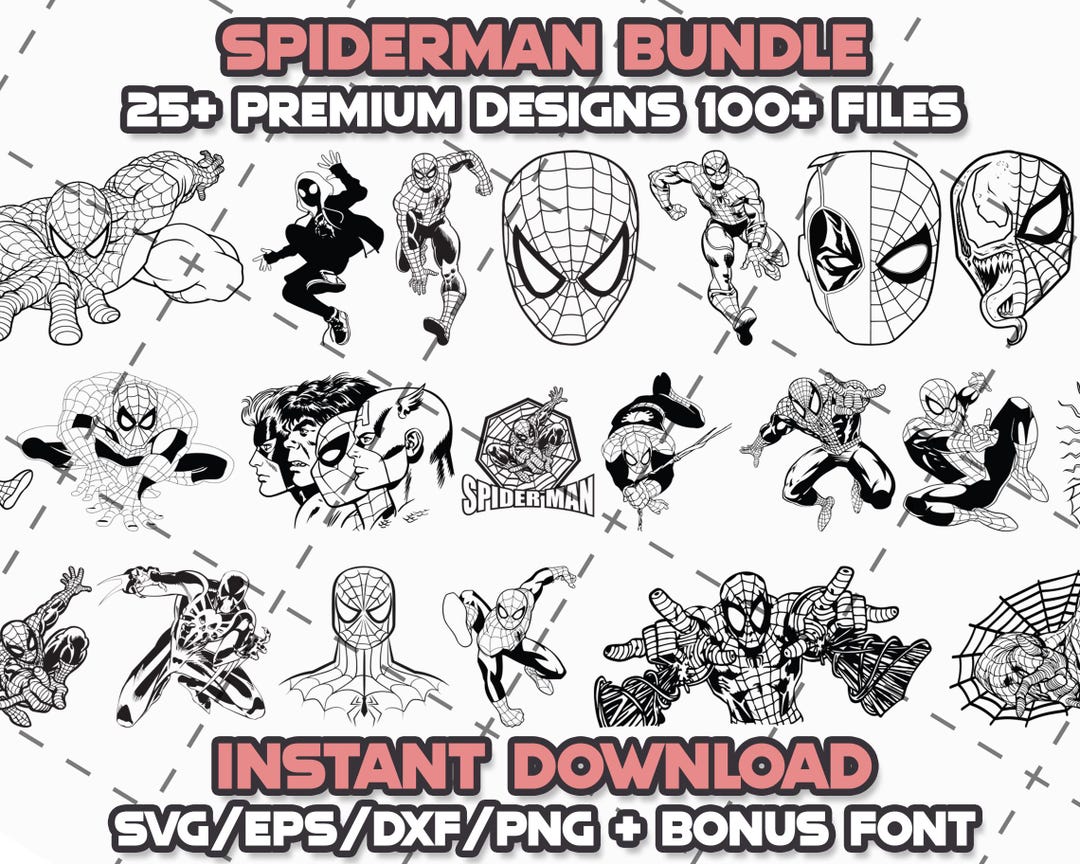 SPIDERMAN DESIGN BUNDLE + Font | Svg, Png, Eps, Dxf Files | Cricut ...