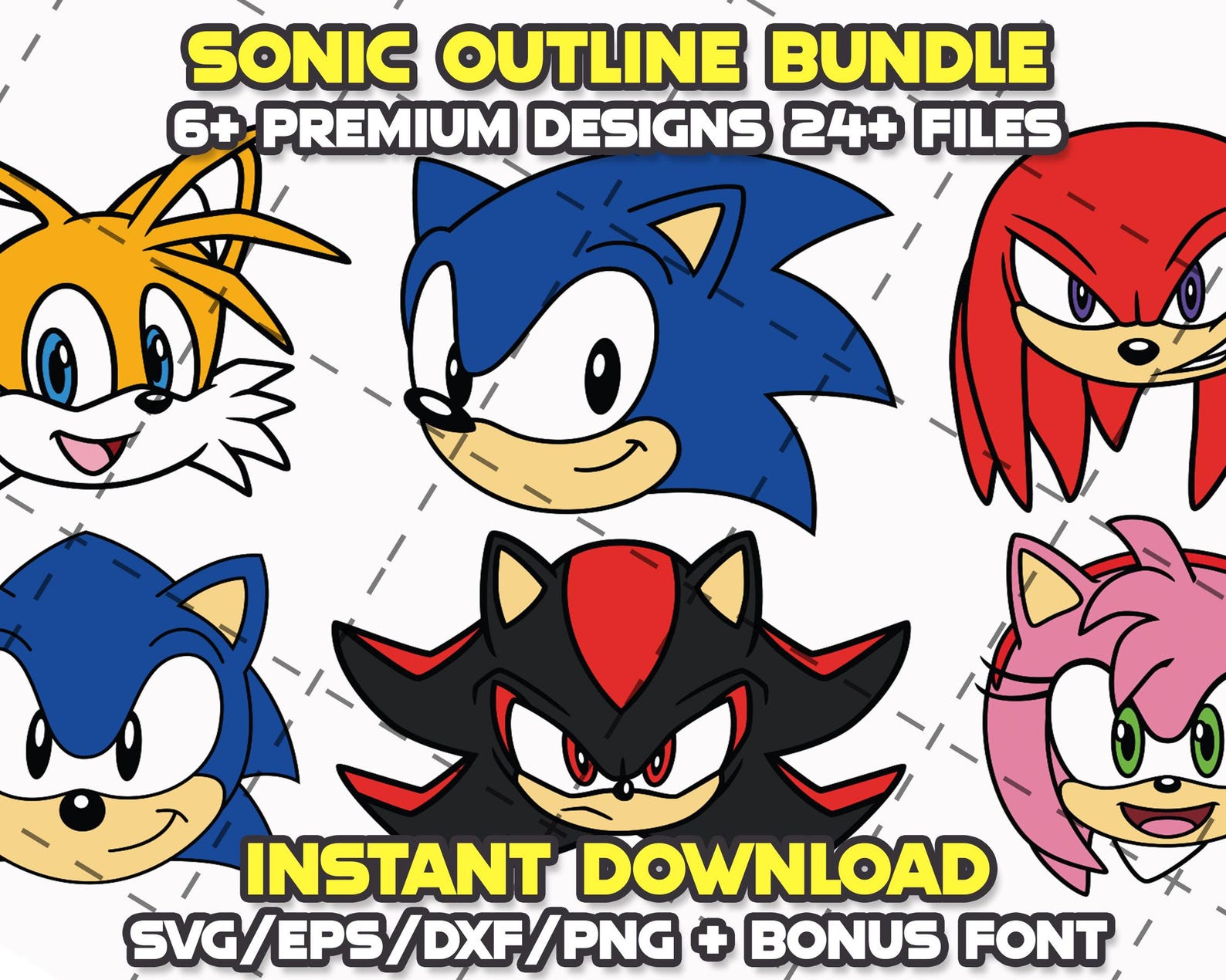 Sonic Hedgehog SVG Bundle: Cricut, Cameo Cut Files + Bonus Font ...