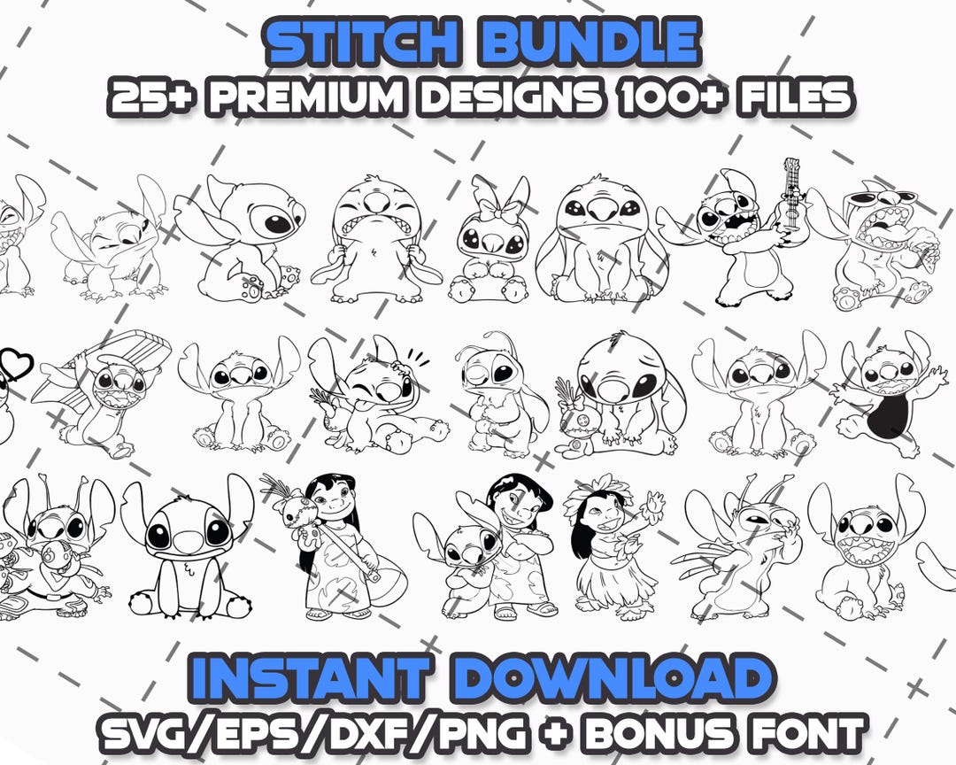 Stitch Cricut Designs: 25+ Outline Bundle (digital Download - Etsy