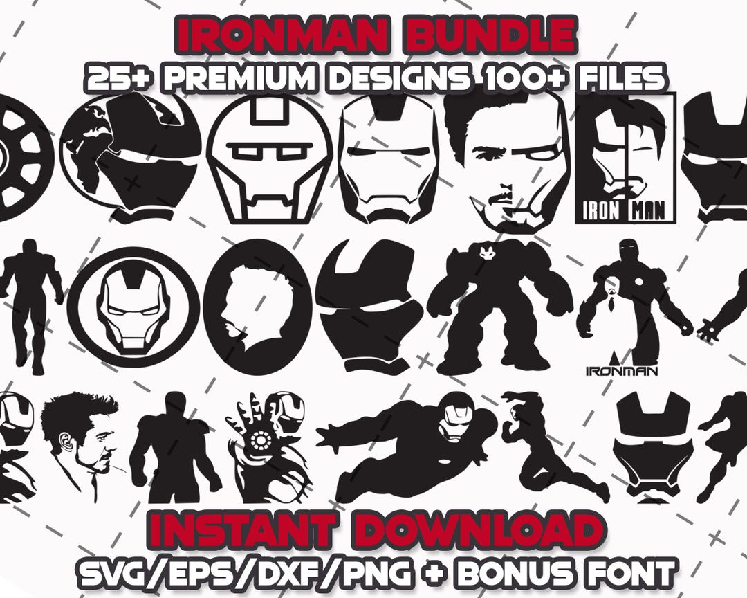 Ironman Outline SVG Bundle: Cricut, Lazer Cut Files (digital Download ...