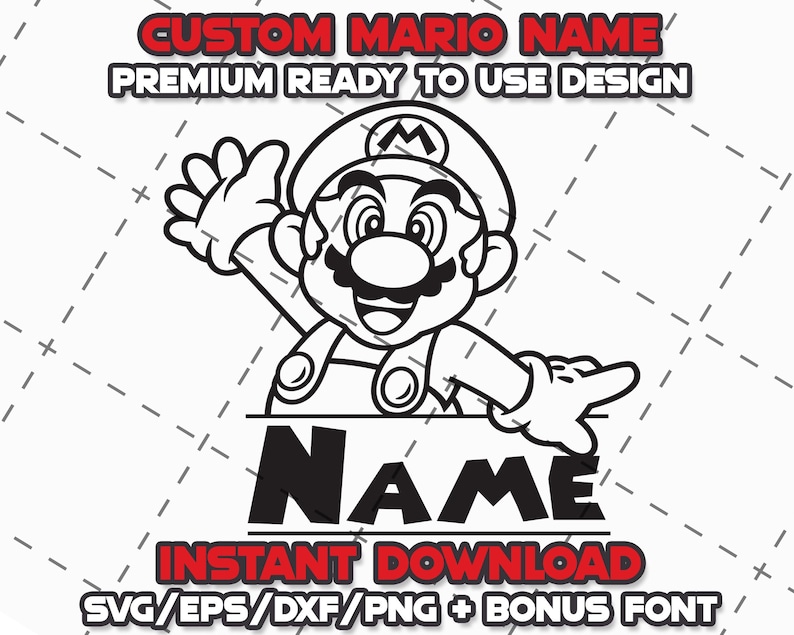 SUPER MARIO BUNDLE + Font Svg Png Eps Dxf Cricut Cameo Print Lazer ...