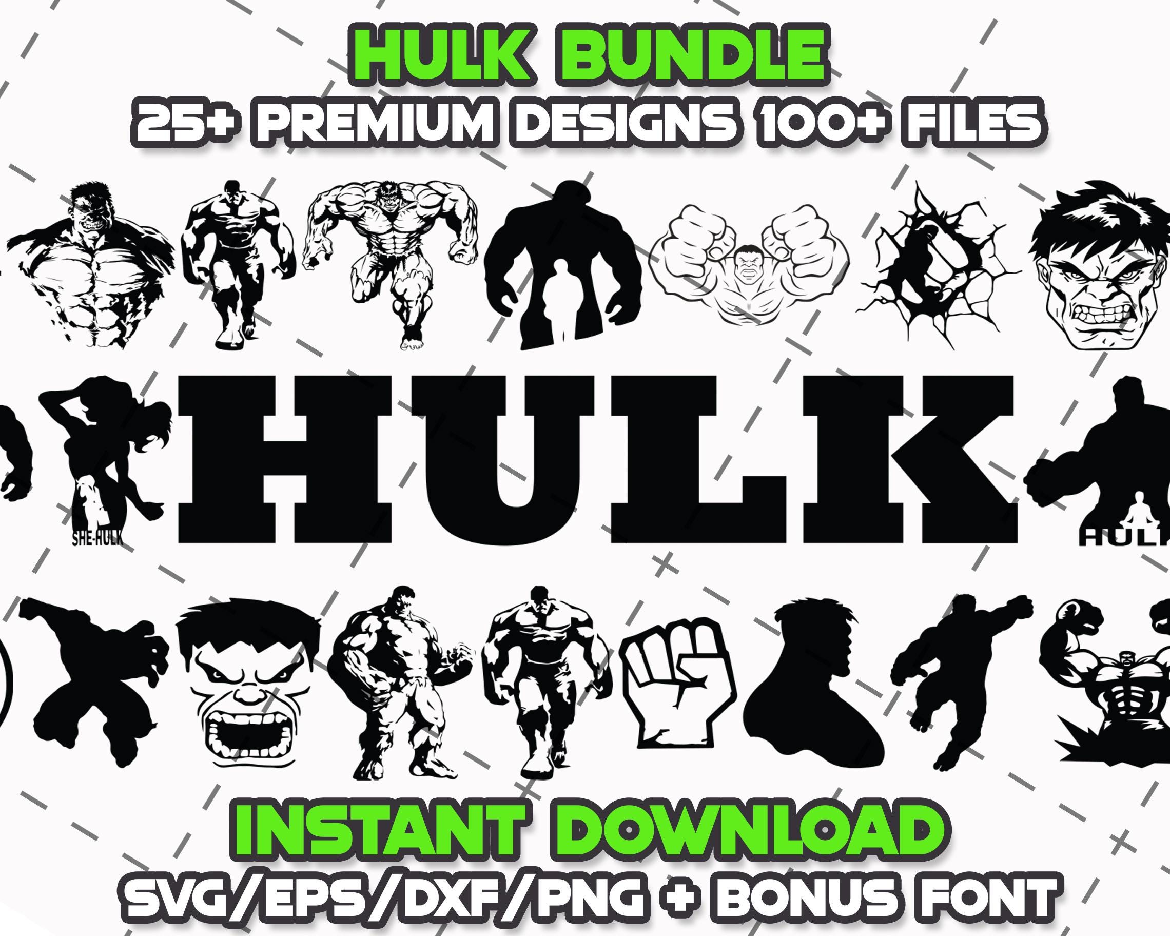 HULK SVG BUNDLE + Font Svg Png Eps Dxf Cricut Cameo Print Lazer Engrave ...