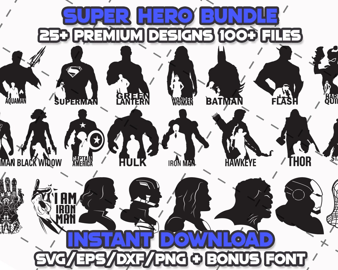Super Hero SVG Bundle: Cricut & Laser Cut Files + Font (digital ...