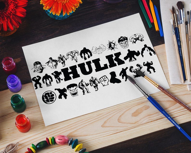 HULK SVG BUNDLE + Font Svg Png Eps Dxf Cricut Cameo Print Lazer Engrave ...