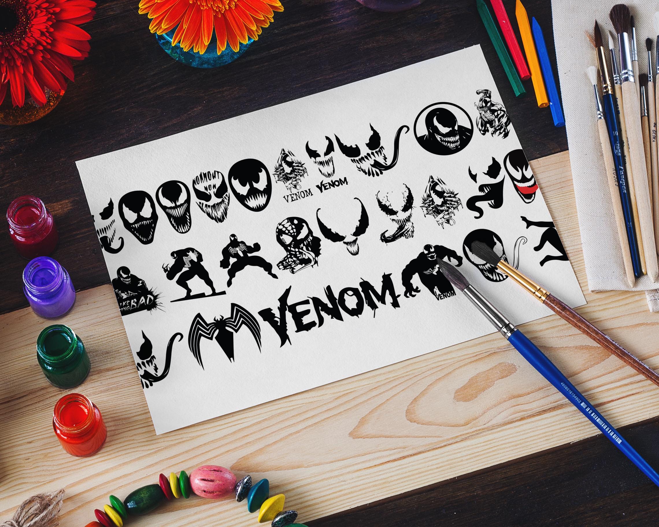 VENOM DESIGN BUNDLE + Font | Svg, Png, Eps, Dxf Files | Cricut, Laser ...