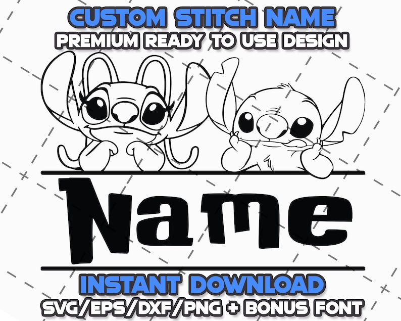 Stitch Outline SVG Bundle: Custom Name Design (digital Download) - Etsy