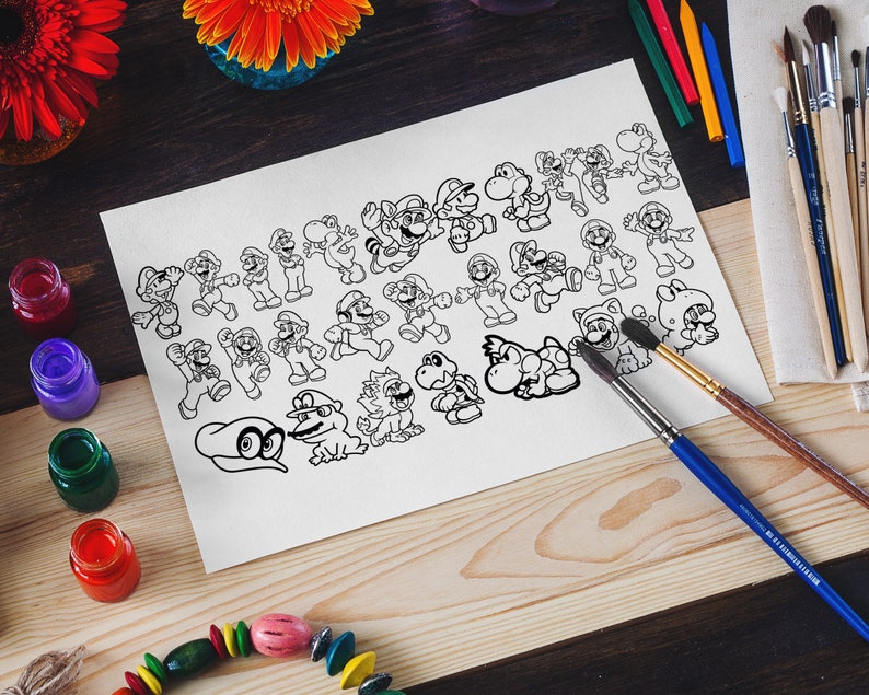 SUPER MARIO BUNDLE + Font Svg Png Eps Dxf Cricut Cameo Print Lazer ...