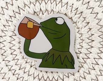 Kermit Sipping Tea Sticker - Etsy
