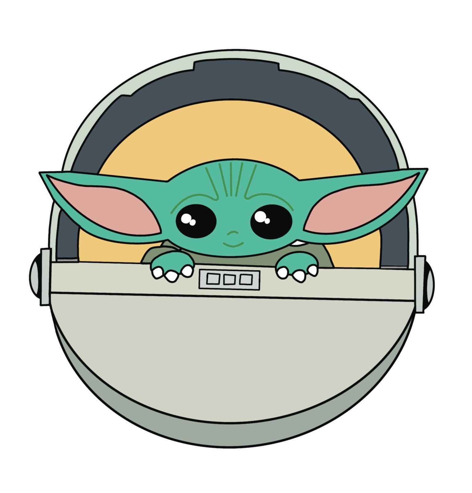 Grogu in Pod Sticker 2x2 in. | Etsy