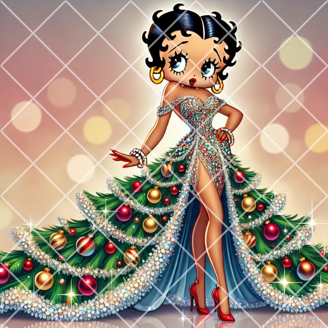 Festive Elegance- Betty Boop Christmas-png Digital File- Tumbler ...