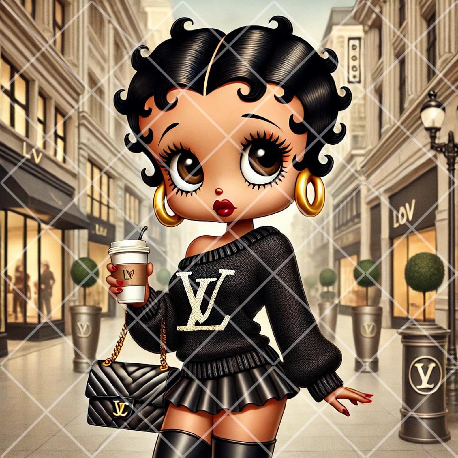 Betty Boop- Shopping on the Boulevard- PNG Digital File- Clothing ...