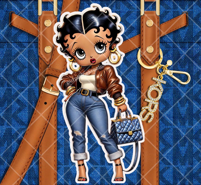 Betty Boop MK Denim Inspired KORS PNG Digital File- Tumbler Luggage Tag ...