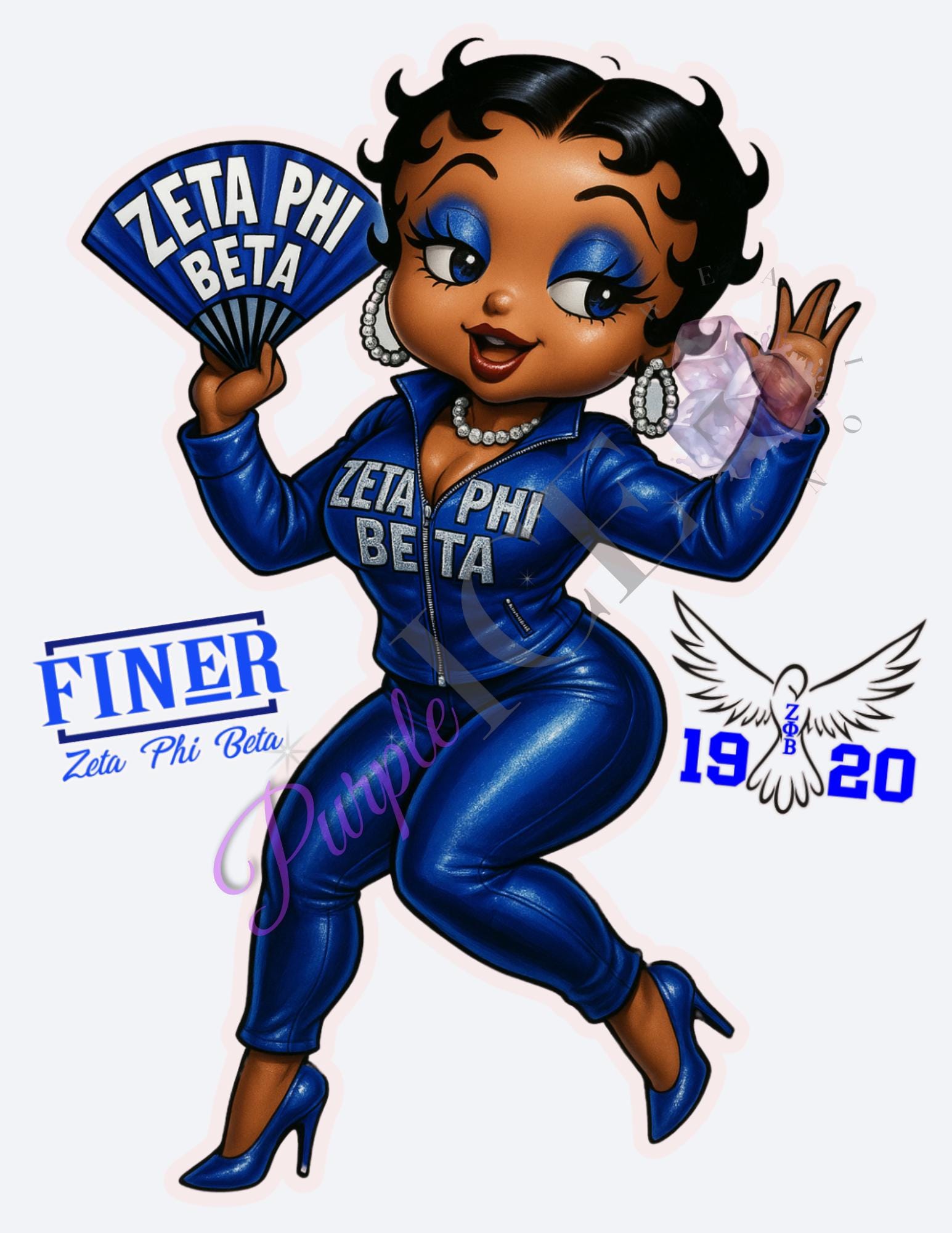 D9 -zeta Phi Betty Boop With Her Clack Fan - PNG File- Tumbler Clothing ...