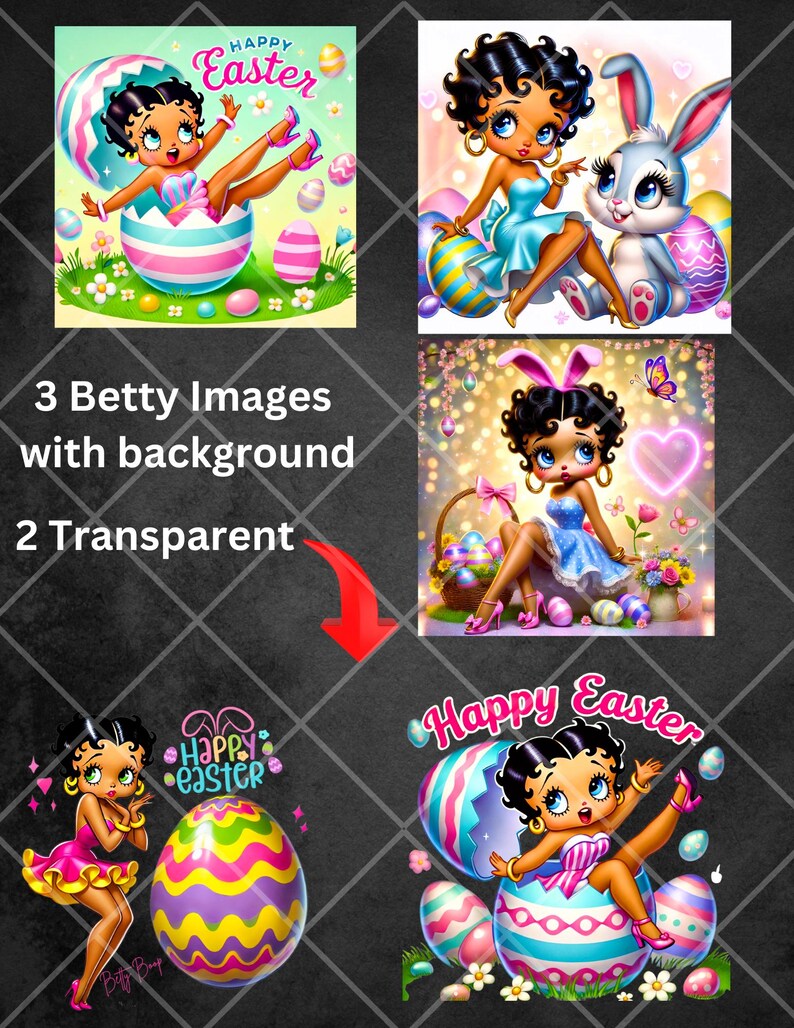 Easter -betty Boop 5 Ping Files - 3 Backgrounds 2 Transparent ...