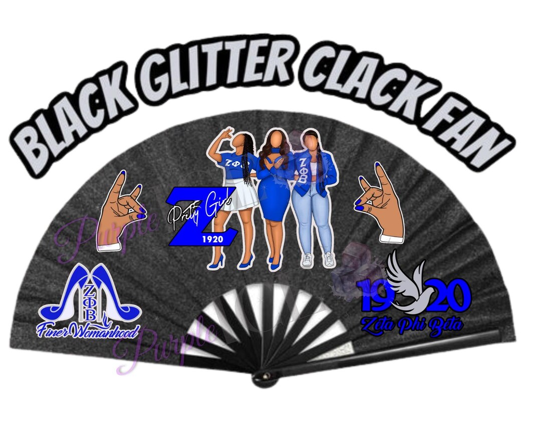D9 Zeta FINER Womanhood Black Glitter Fan With Loud Clack - Etsy