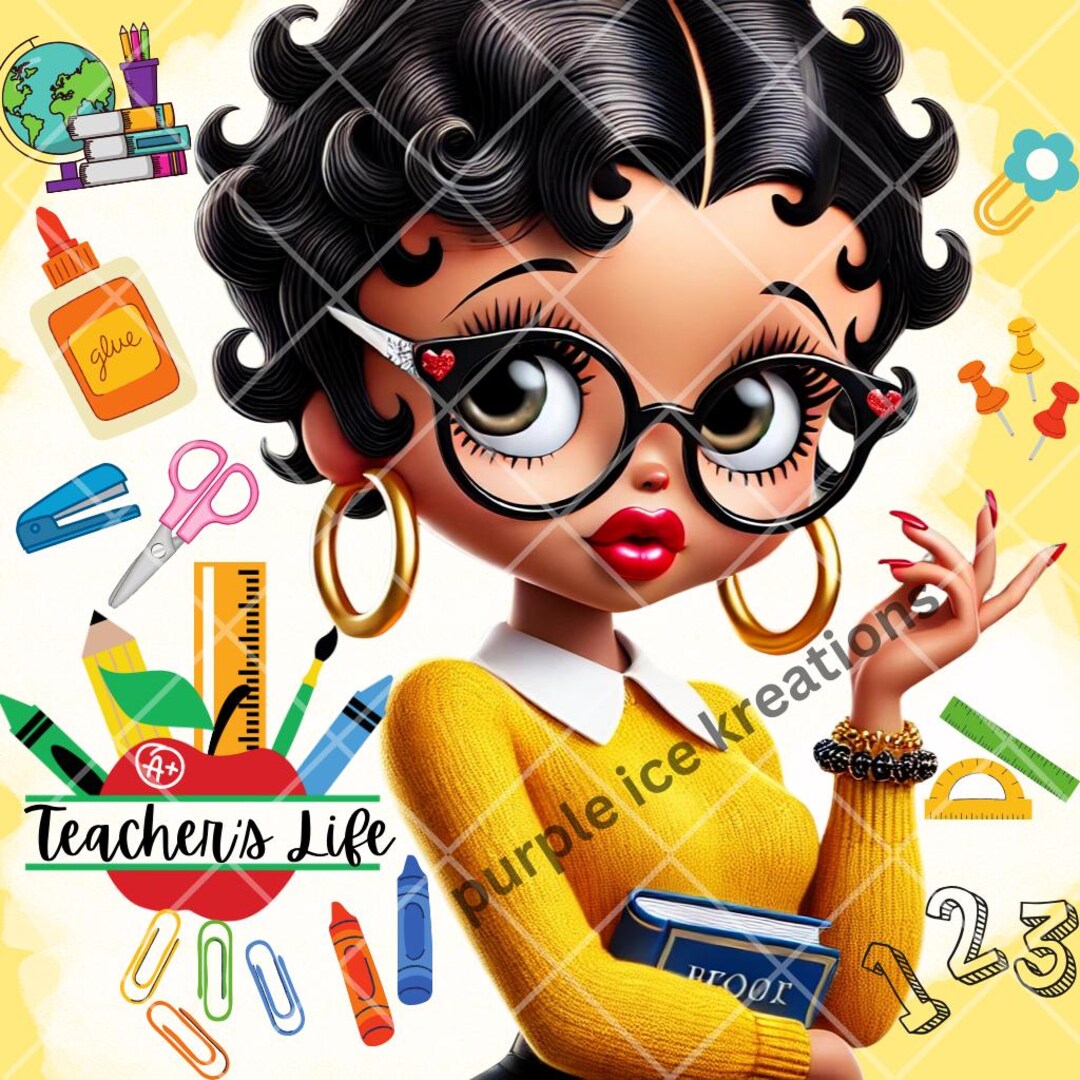 Betty Boop Teachers Life- PNG File- Tumbler Clothing Greeting Cards Jewelry Party Favor TV Tray ...