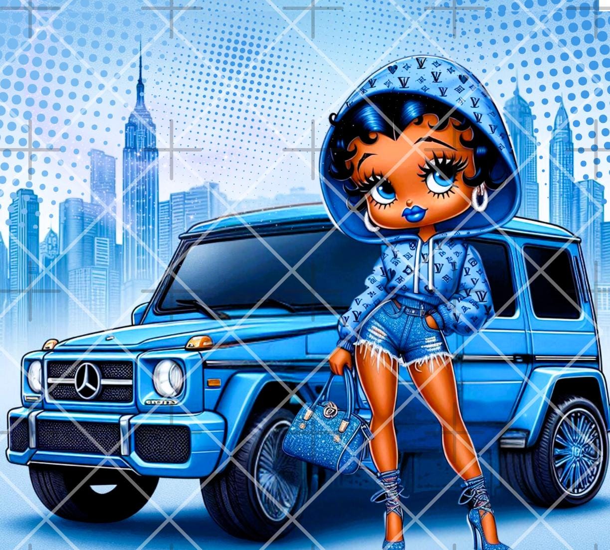 Betty Boop- Blue Cityscape PNG Digital File - Etsy