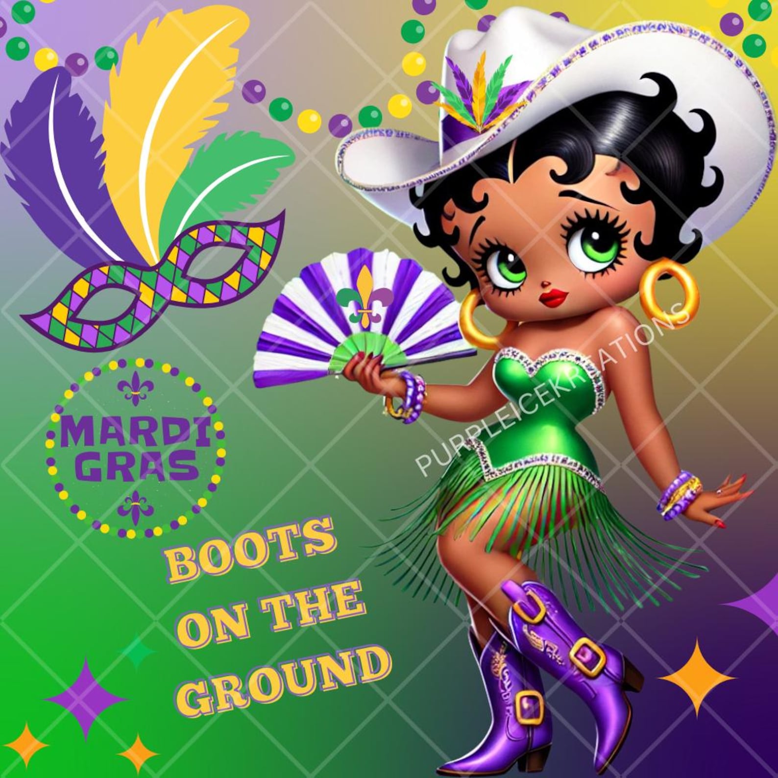 Betty Boots on the Ground Betty Boop MARDI GRAS PNG Digital File ...