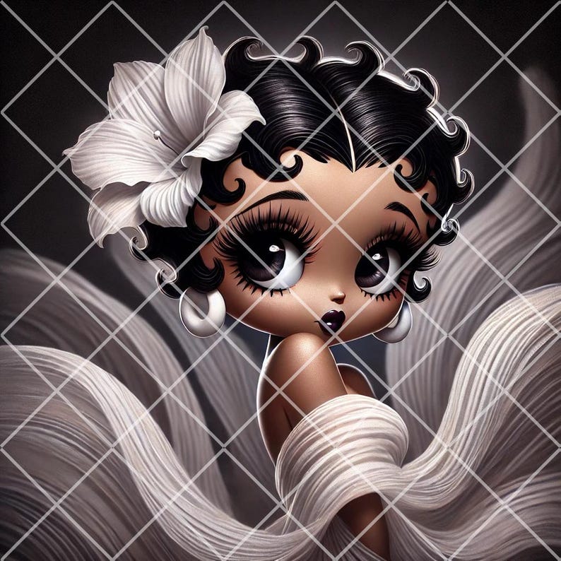 Floral Elegance PNG Digital File - Betty Boop Greeting Cards, Wrapping ...