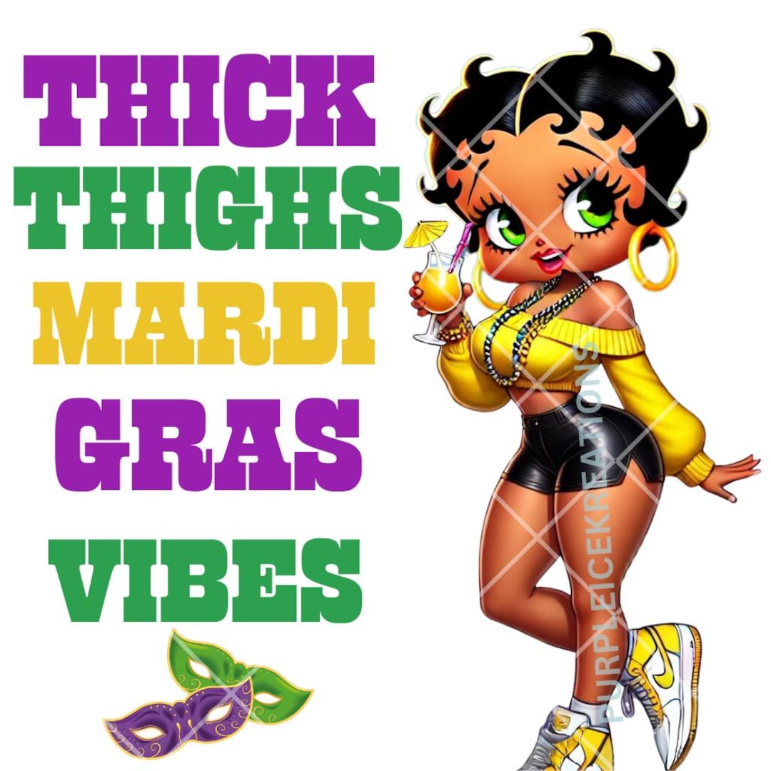 Betty Boop Thick Thighs Mardi Gras PNG Digital File- Tumbler Luggage ...