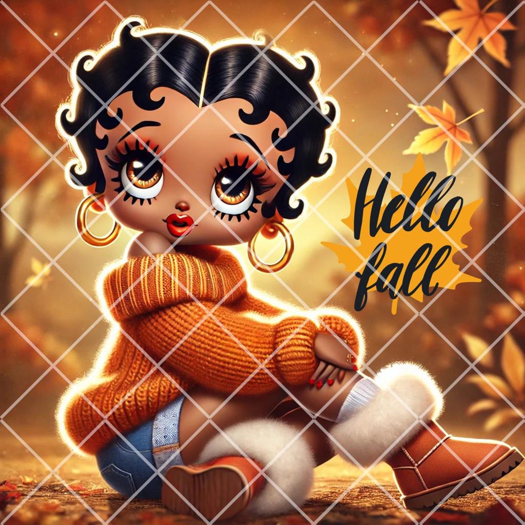 Betty Boop Happy Fall PNG File- Tumbler Journal Greeting Card - Etsy