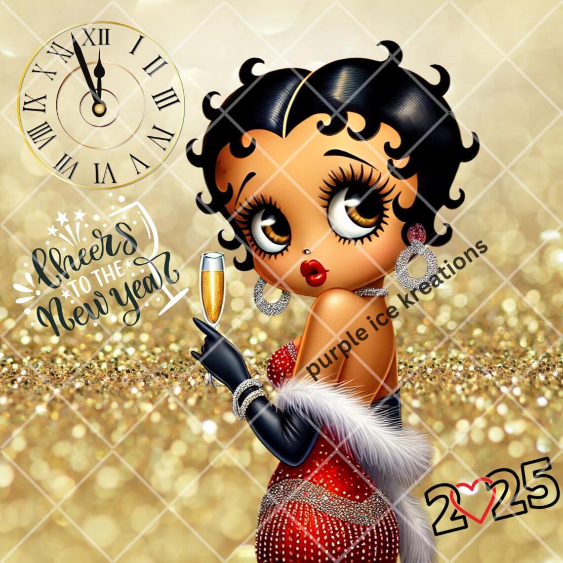 Betty Boop Happy New Year Red - PNG Digital File Tumbler Clothing Party ...