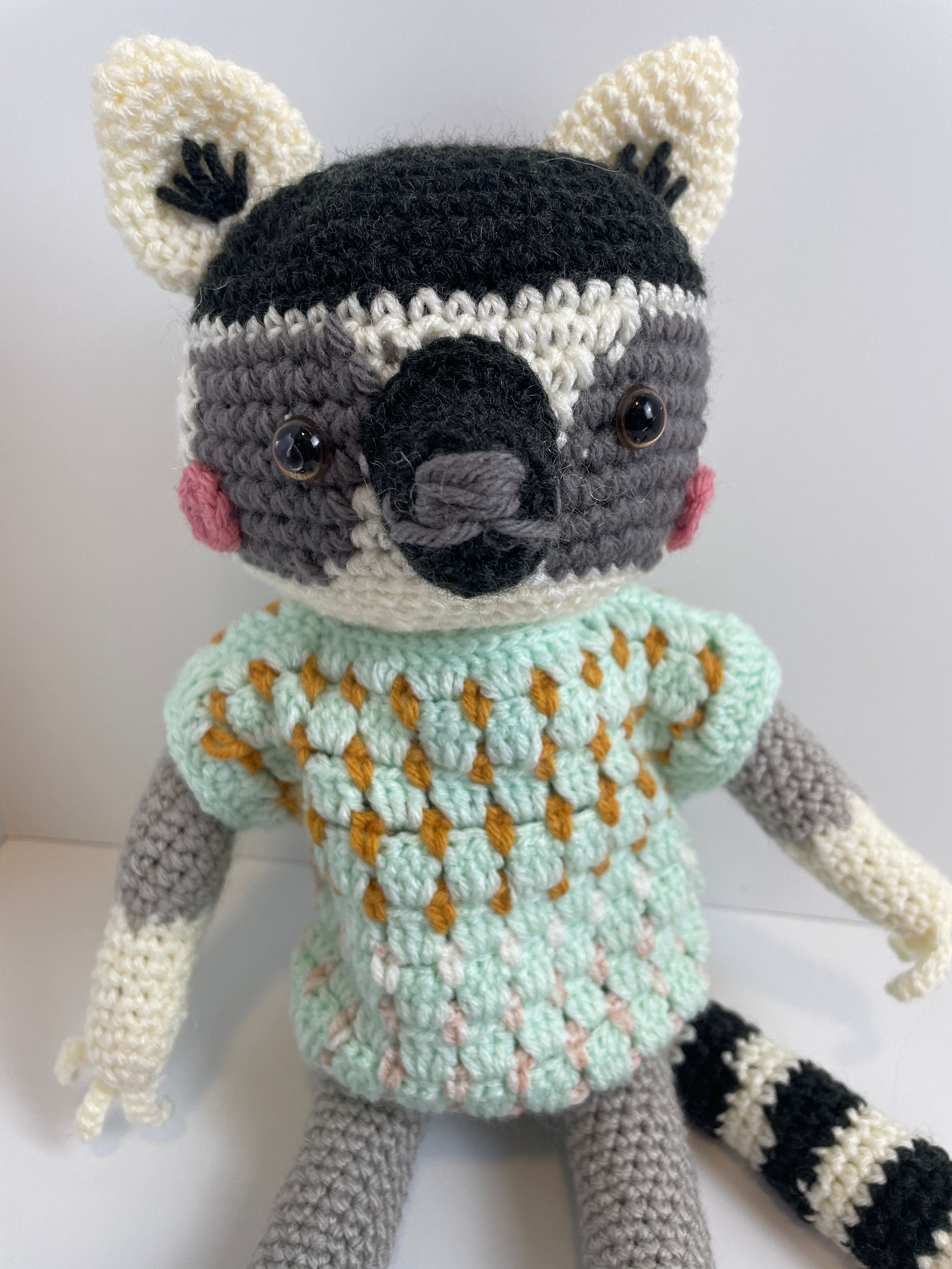 Crocheted Lemur, Amigurumi. Crocheted Zoo Animals.m, Crocheted Wildlife ...