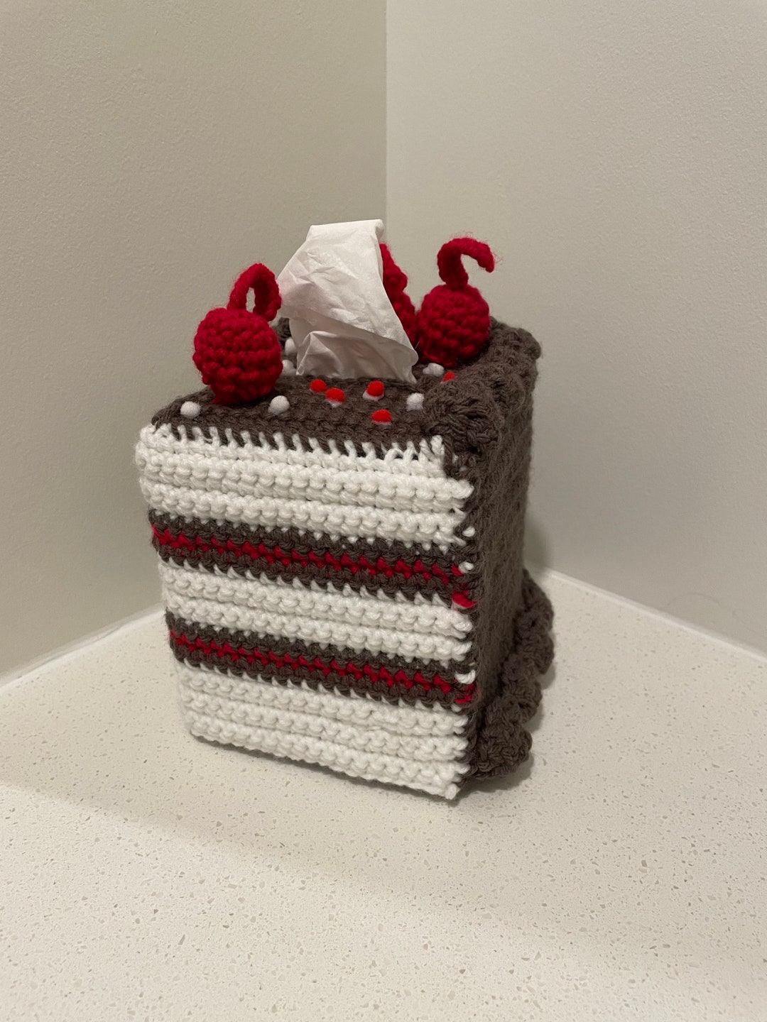 Crocheted Tissue Box Cover, Chocolate Cake Tissue Box, Box Cover ...