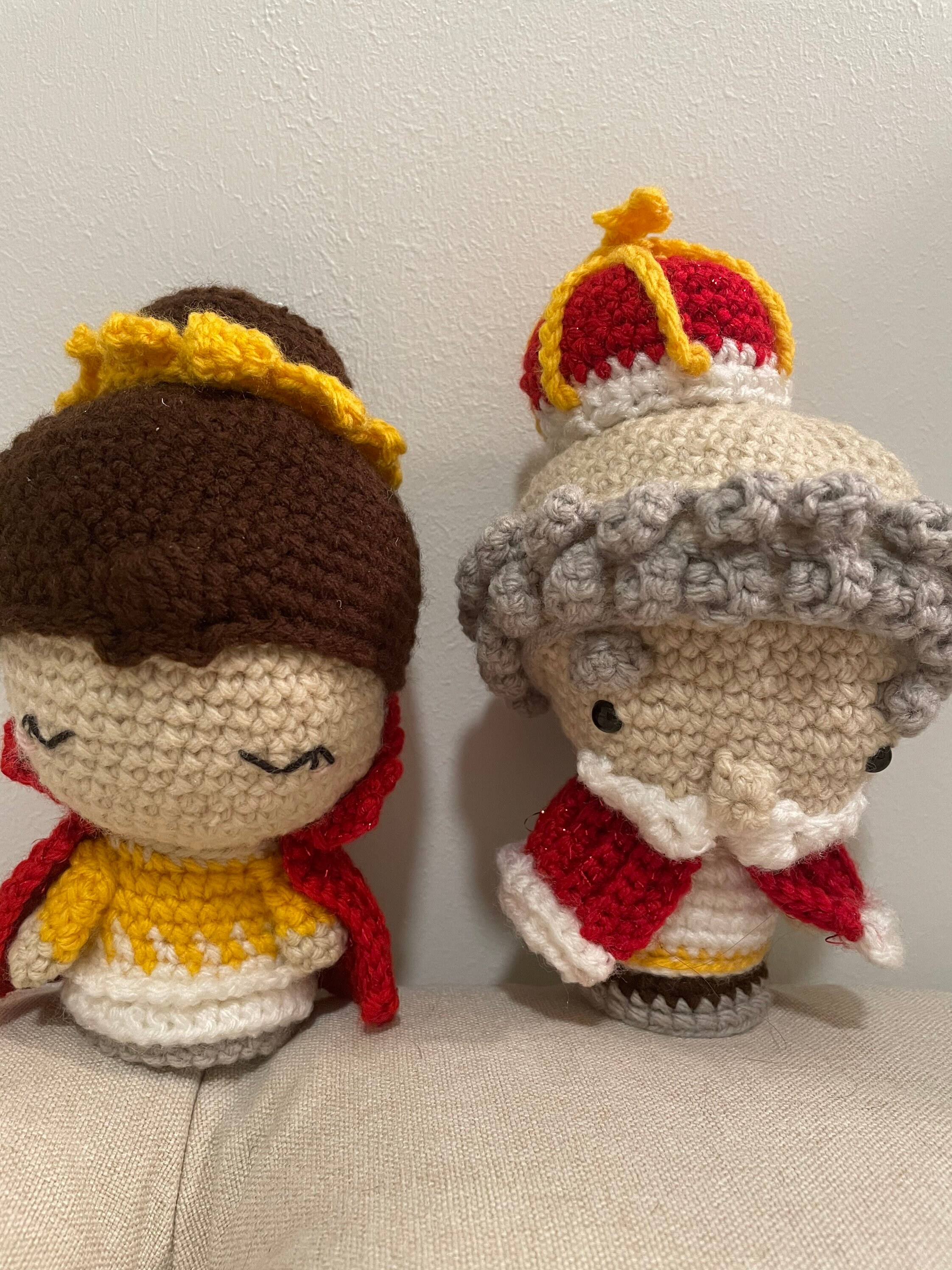 Crocheted King and Queen, Royalty, Mini Kingdom, Handmade King and ...