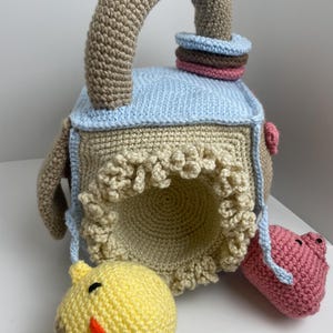 Crocheted Activity Cube, Farmhouse Cube, Amigurumi Toy, Shape Sorter ...