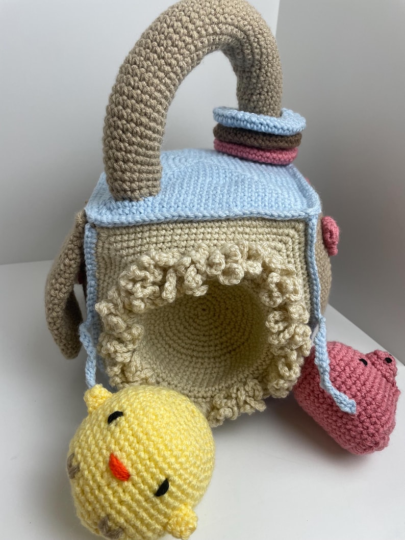 Crocheted Activity Cube, Farmhouse Cube, Amigurumi Toy, Shape Sorter ...