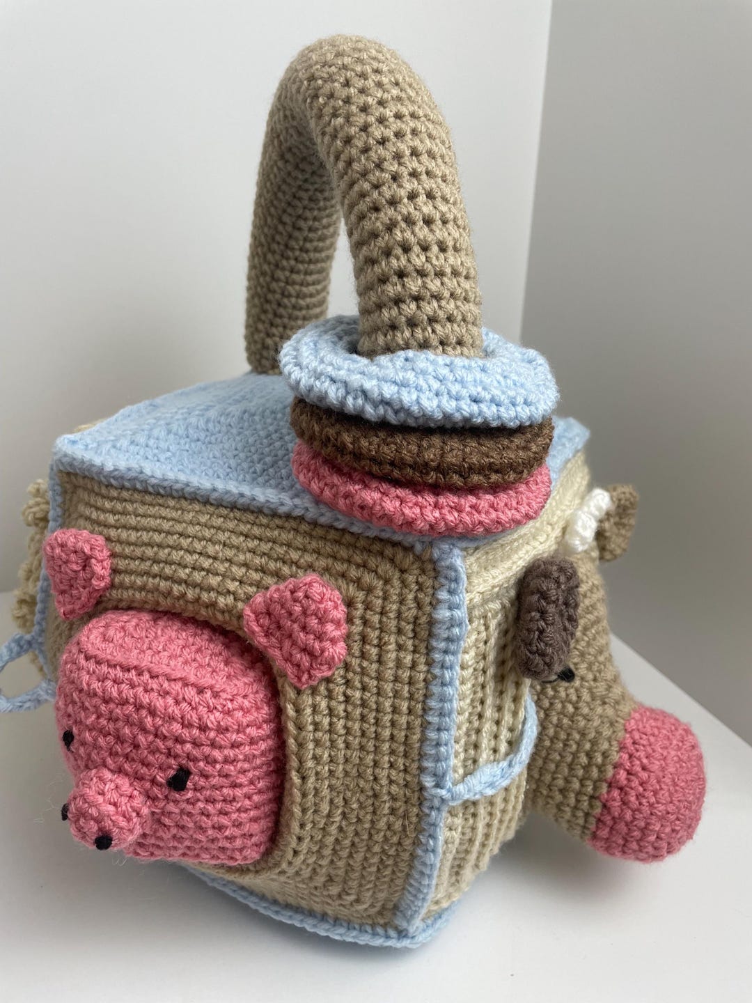 Crocheted Activity Cube, Farmhouse Cube, Amigurumi Toy, Shape Sorter ...