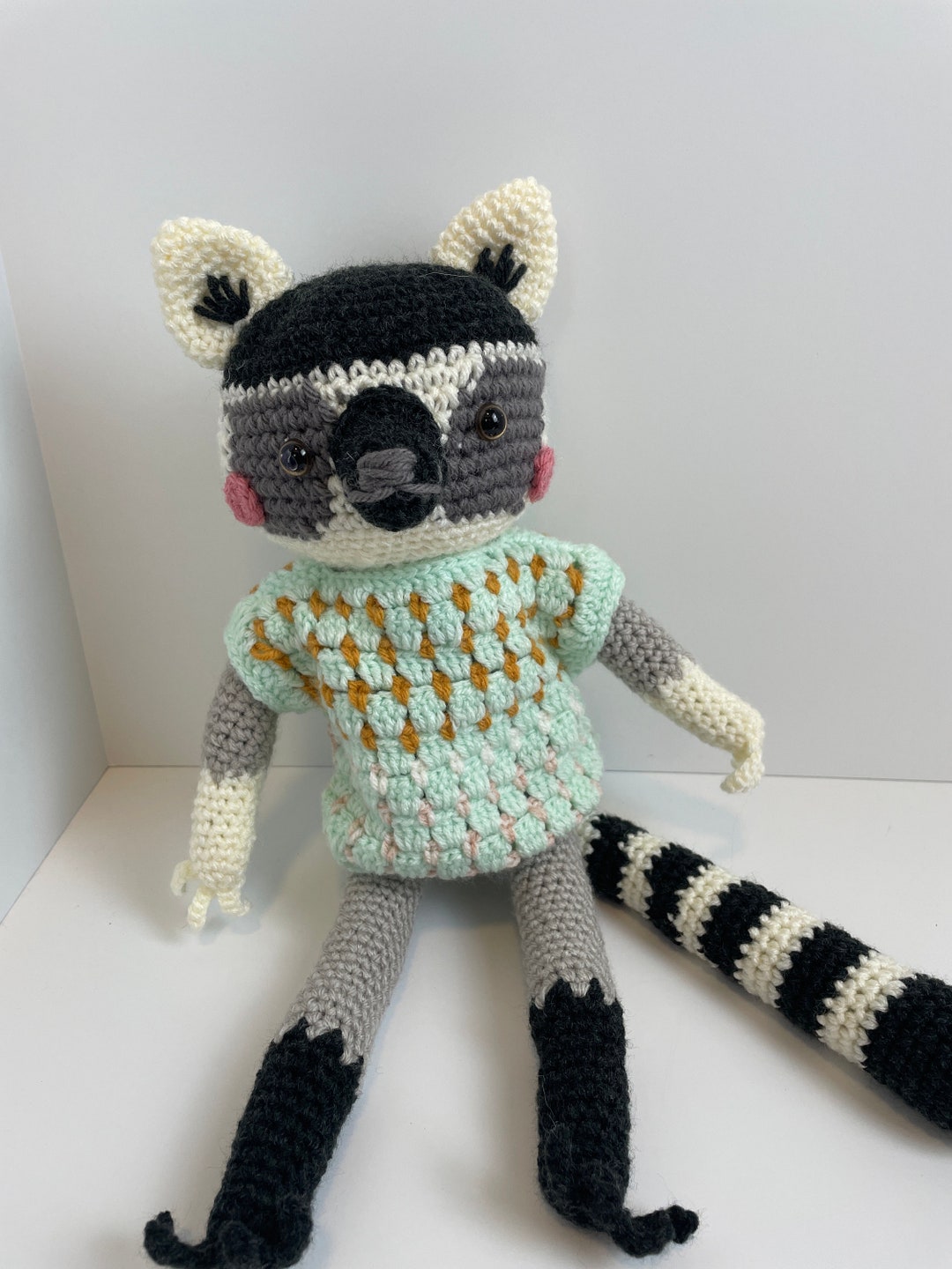 Crocheted Lemur, Amigurumi. Crocheted Zoo Animals.m, Crocheted Wildlife ...