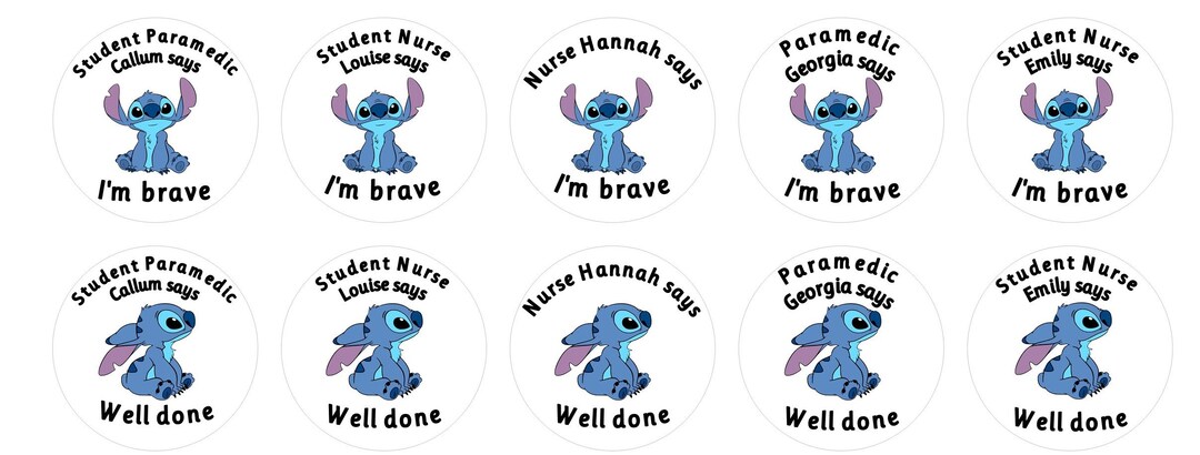 Personalised Lilo and Stitch Stickers for Brave Patients, Pediatric ...