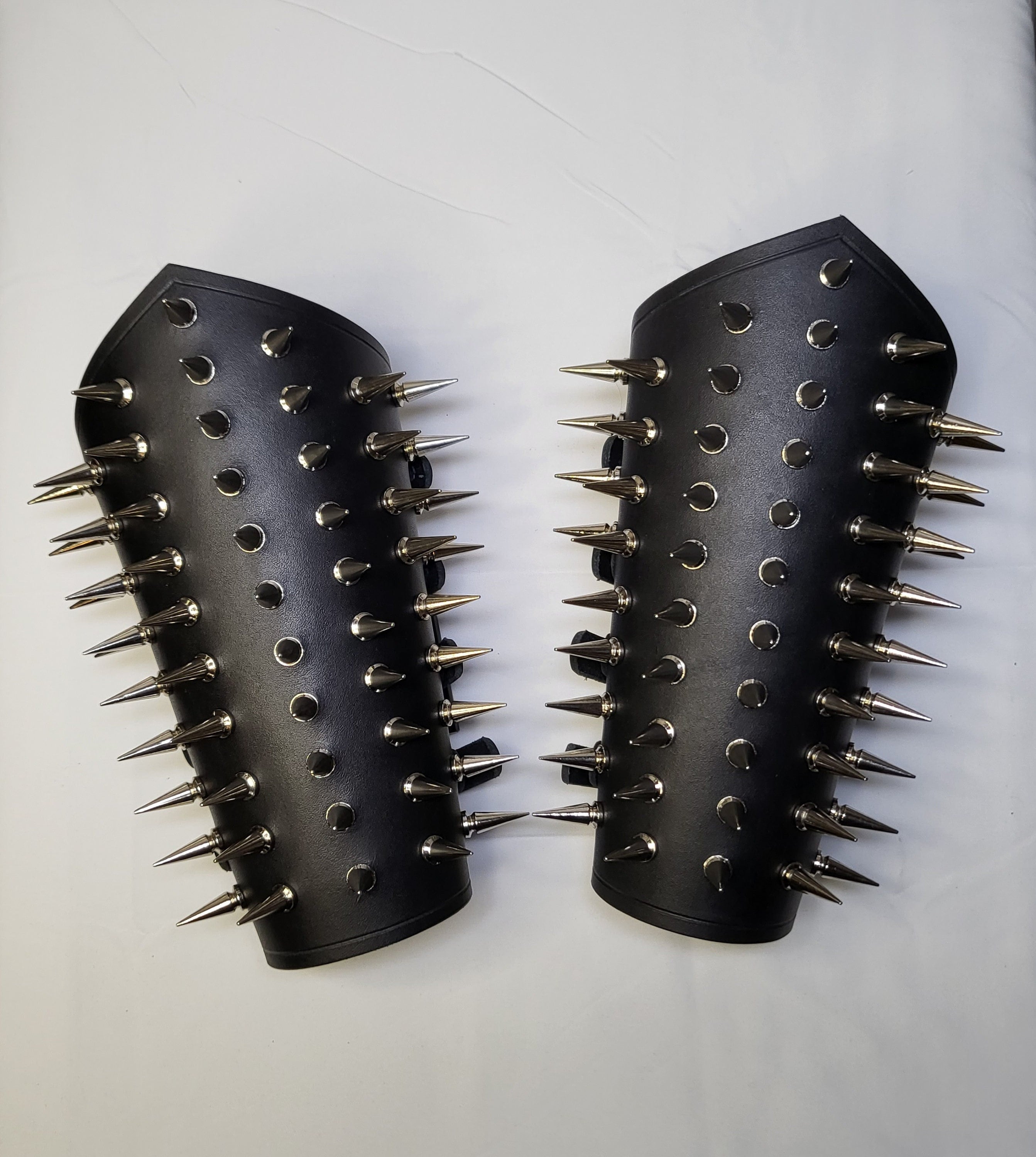 Classic Leather Spiked Black Metal Gauntlet Pair | Etsy