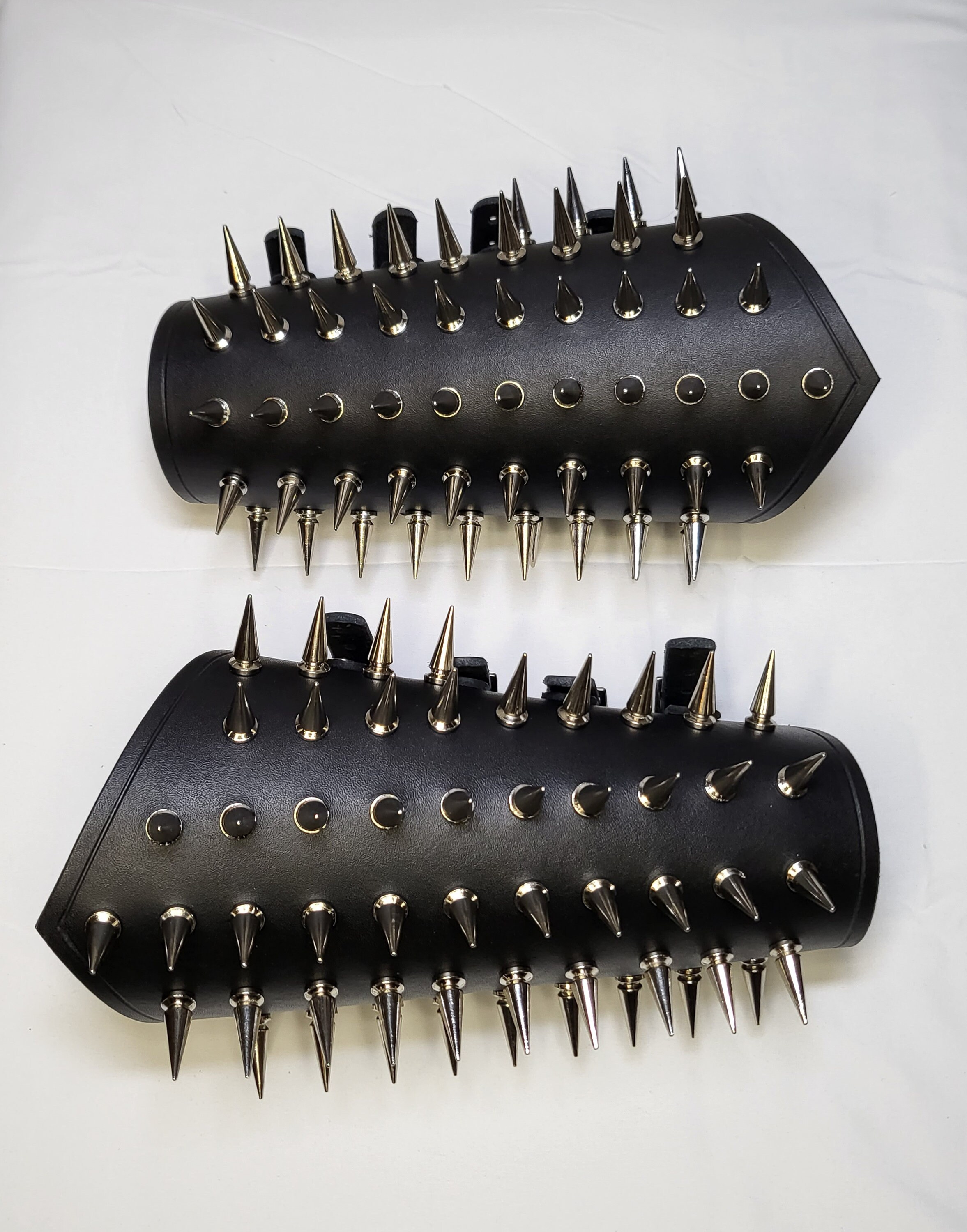 Classic Leather Spiked Black Metal Gauntlet Pair - Etsy