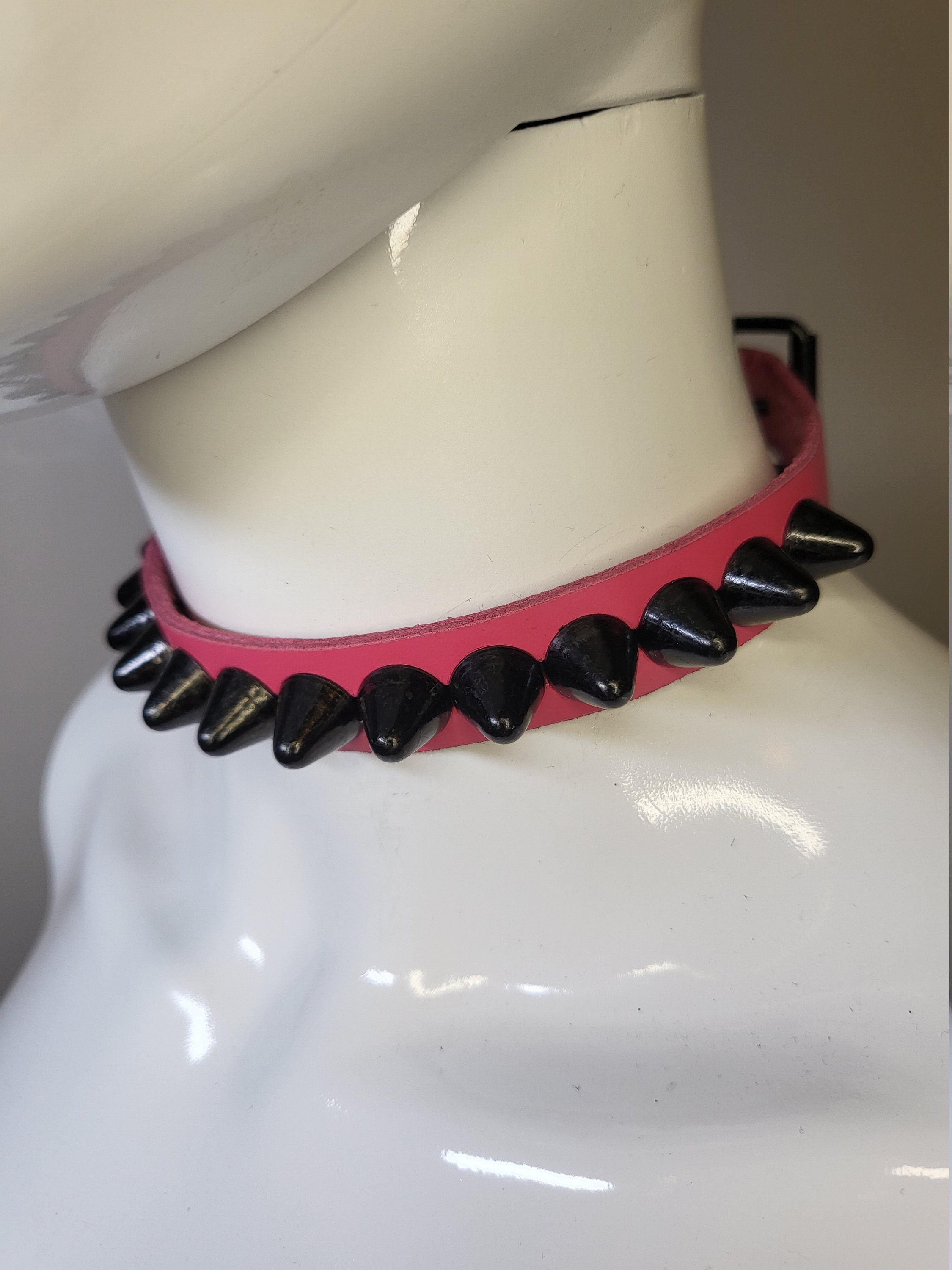 Punk Style Leather Collar With Tall English 77 Studs | Etsy