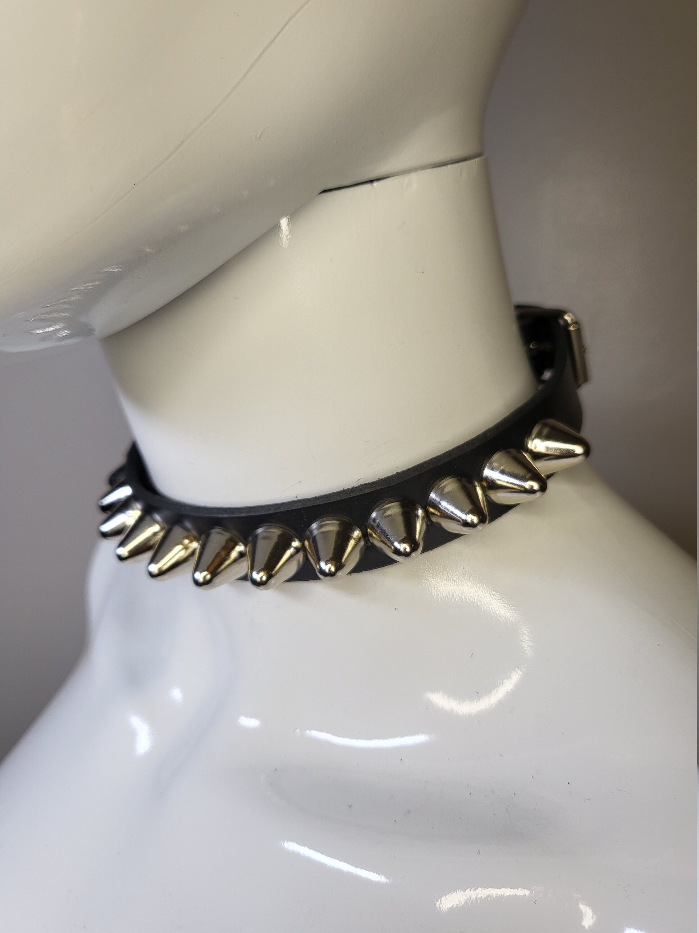 Punk Style Leather Collar With Tall English 77 Studs | Etsy