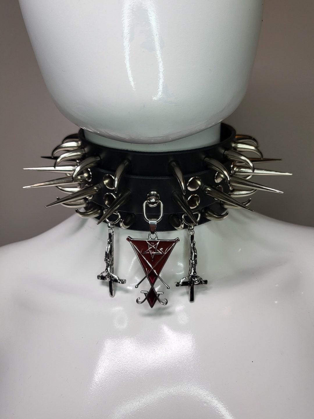 Devils Advocate, Spiked Leather Collar - Etsy