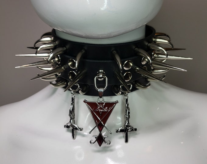 Devils Advocate, Spiked Leather Collar - Etsy