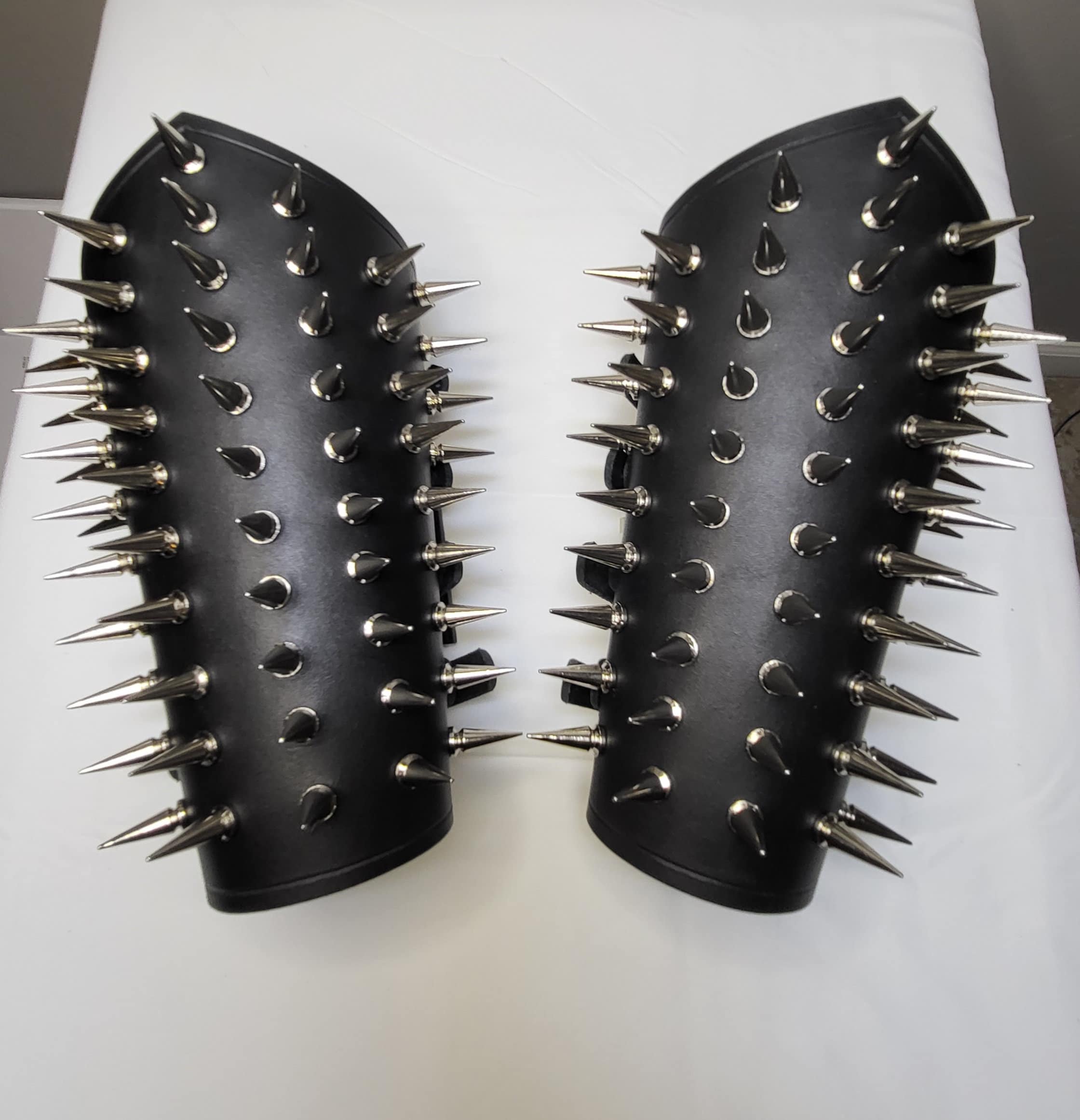 Classic Leather Spiked Black Metal Gauntlet Pair | Etsy