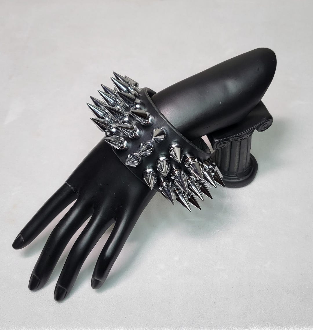 Triple Row Spiked Wristband (tree Spikes) - Etsy