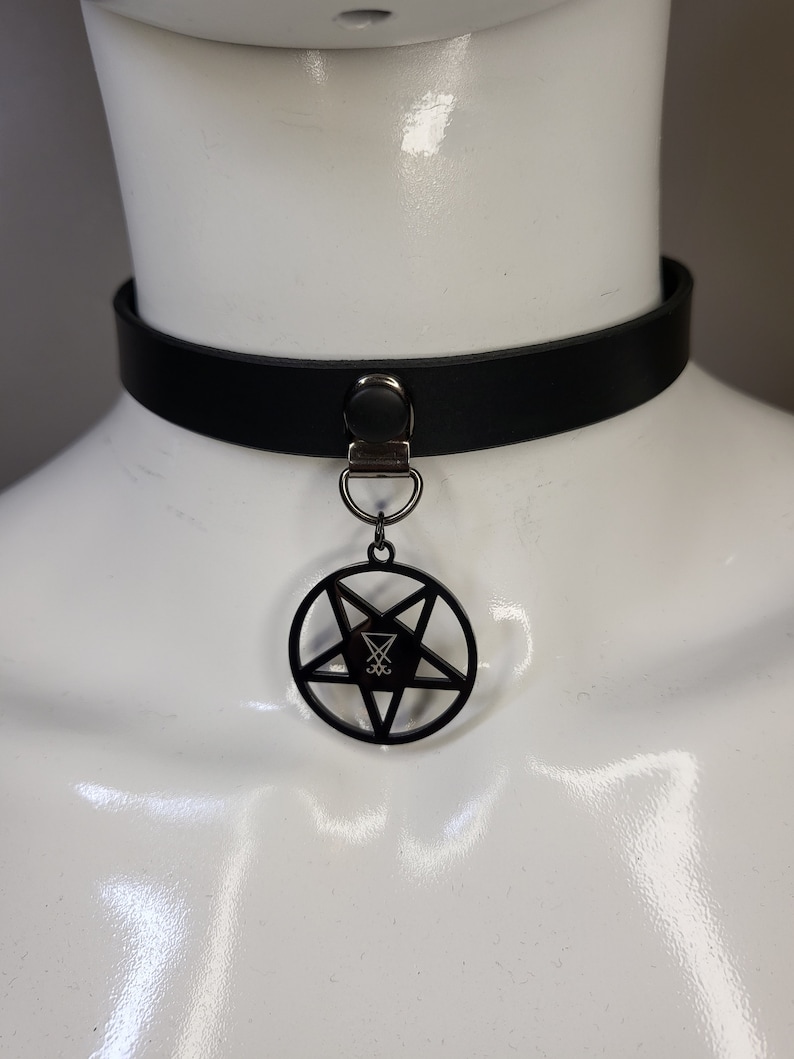 Everyday Devil, Slender Day Collar Featuring Inverted Pentagram - Etsy