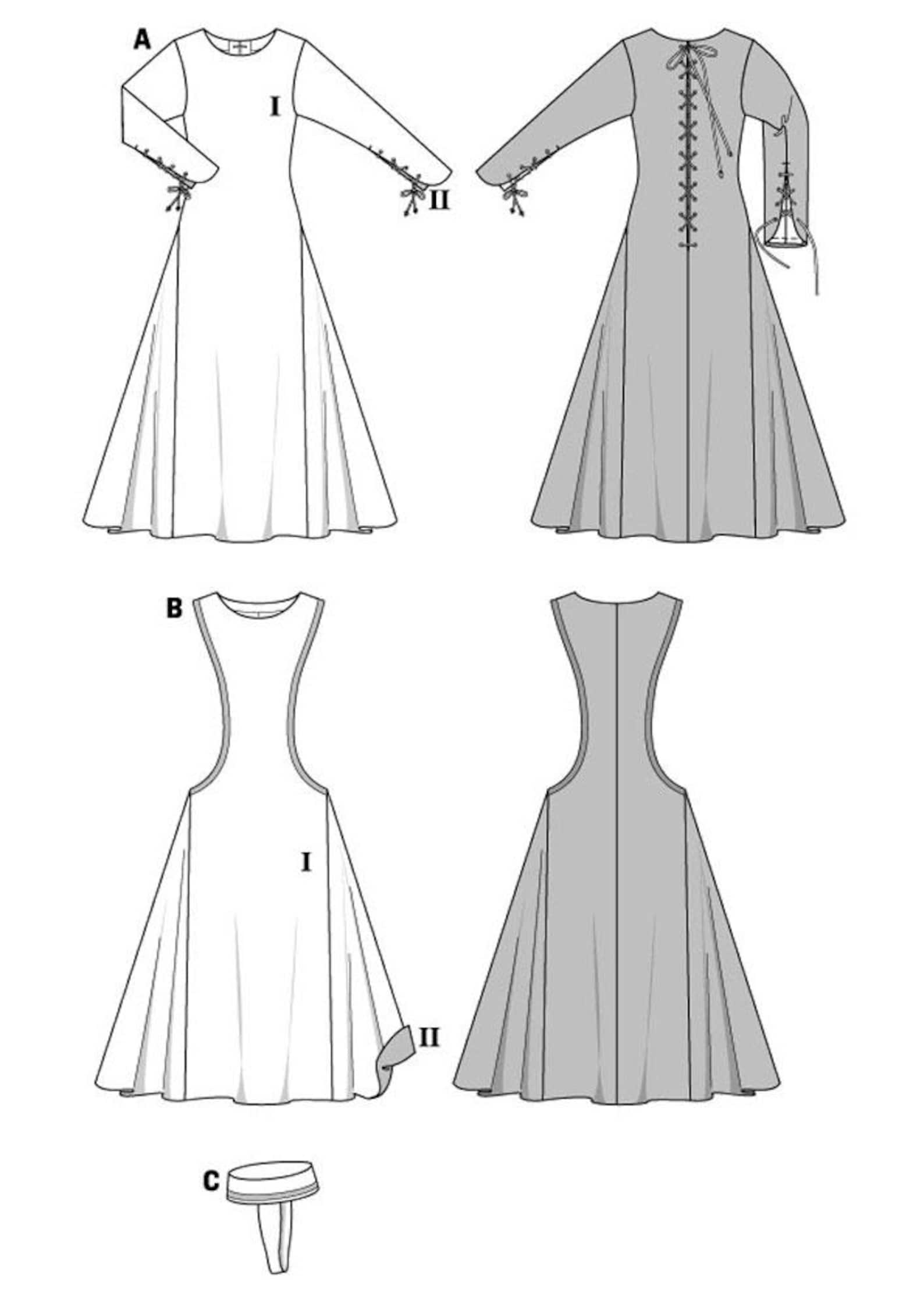 COSTUME SEWING PATTERN | Sew Women Halloween Carnival Dress | Medieval ...