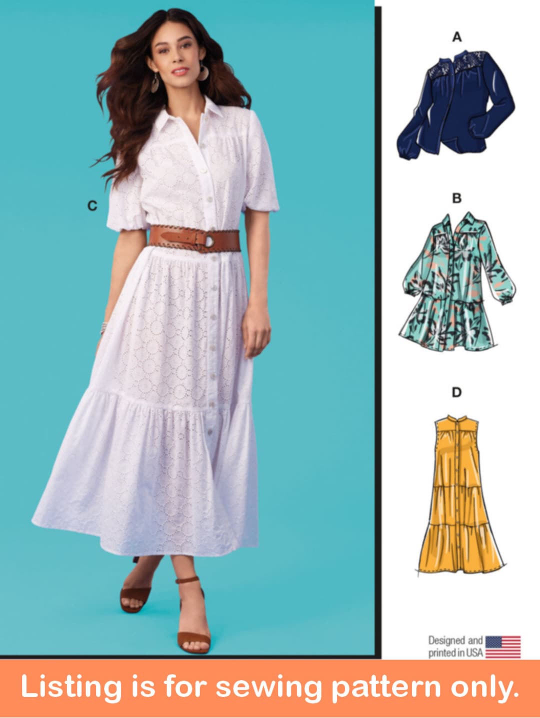 SHIRT DRESS Sewing PATTERN | Sew Women Misses Clothes Clothing | Button ...