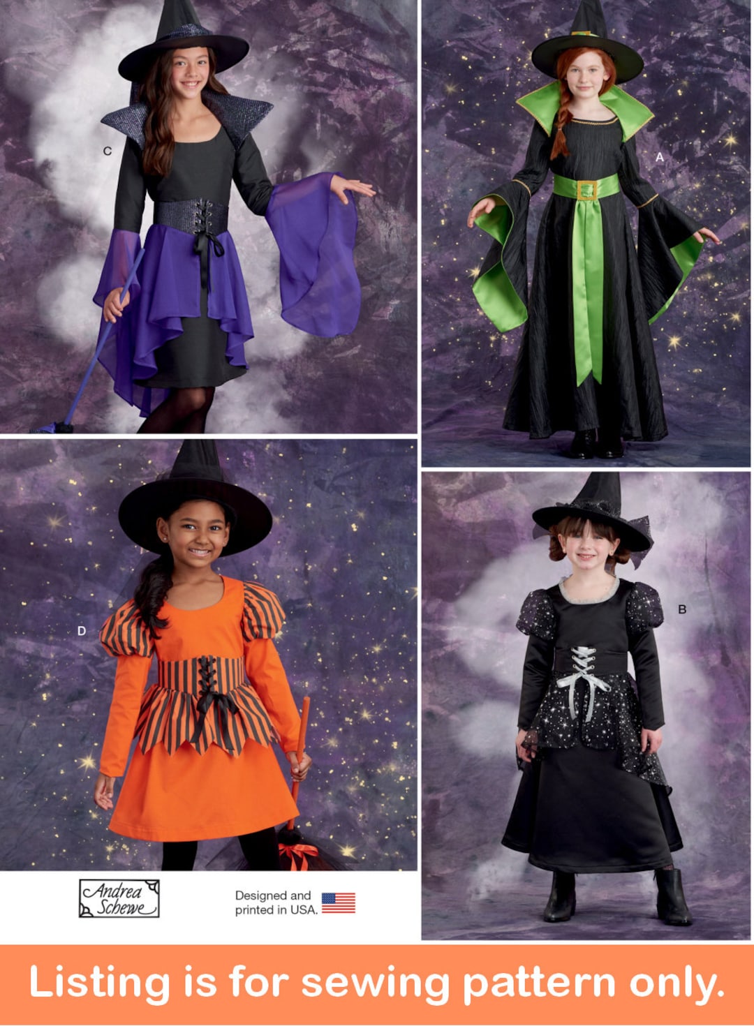 COSTUME SEWING PATTERN | Sew Halloween Carnival Outfit | Girls Witch ...